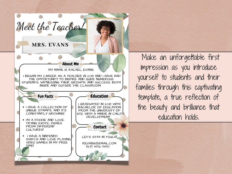 Editable Meet the Teacher Template, Back to School Teacher Template ...