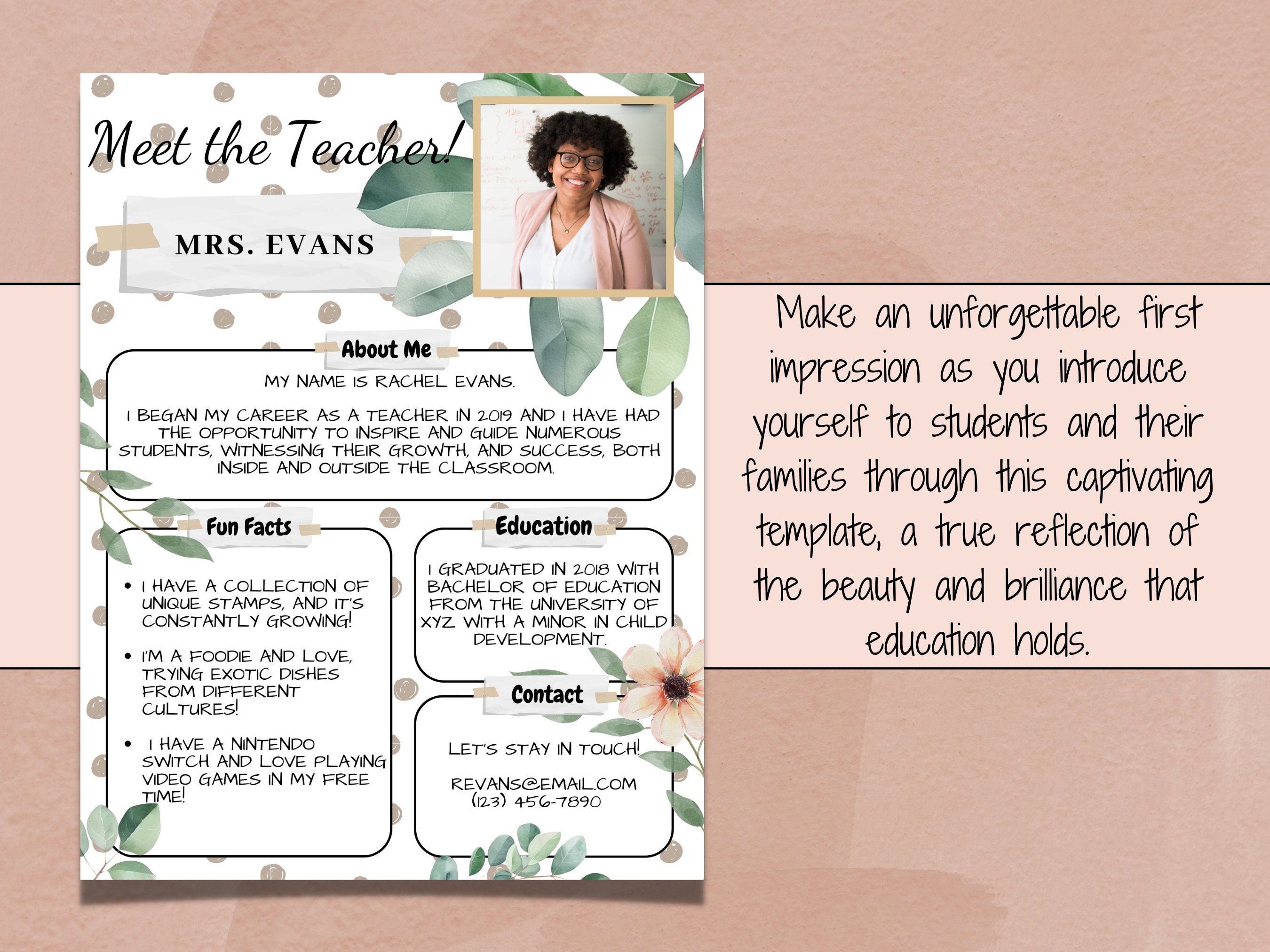 Editable Meet the Teacher Template, Back to School Teacher Template ...