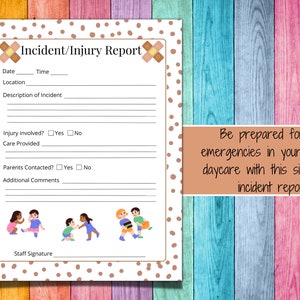 Incident Report Editable Template, Classroom Daycare Injury Report ...