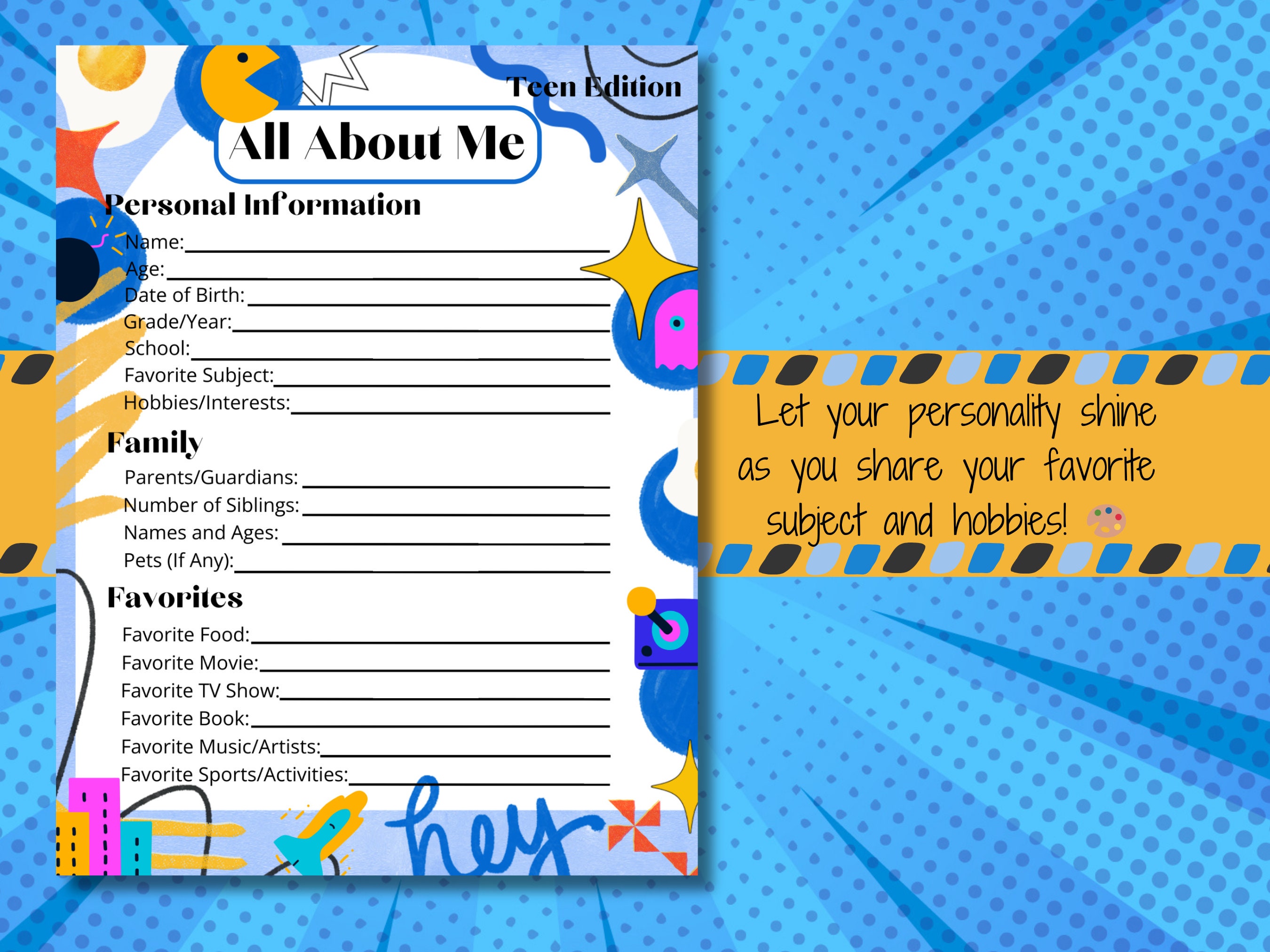 All About Me Printable Template Editable Template Get to Know You My ...