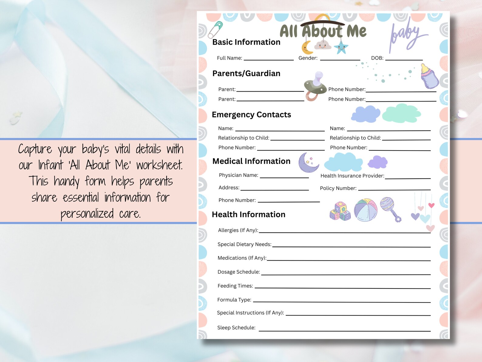 Baby Template Nanny Notes Baby Information Sheet Infant Form Daycare ...