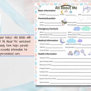 Baby Template Nanny Notes Baby Information Sheet Infant Form Daycare ...