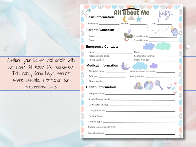Baby Template Nanny Notes Baby Information Sheet Infant Form Daycare ...