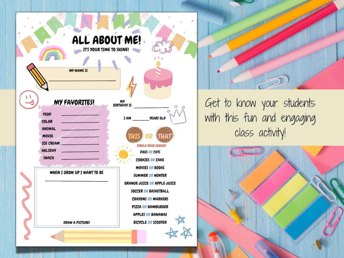Editable Back to School, All About Me, Printable, Get to Know Me, My ...