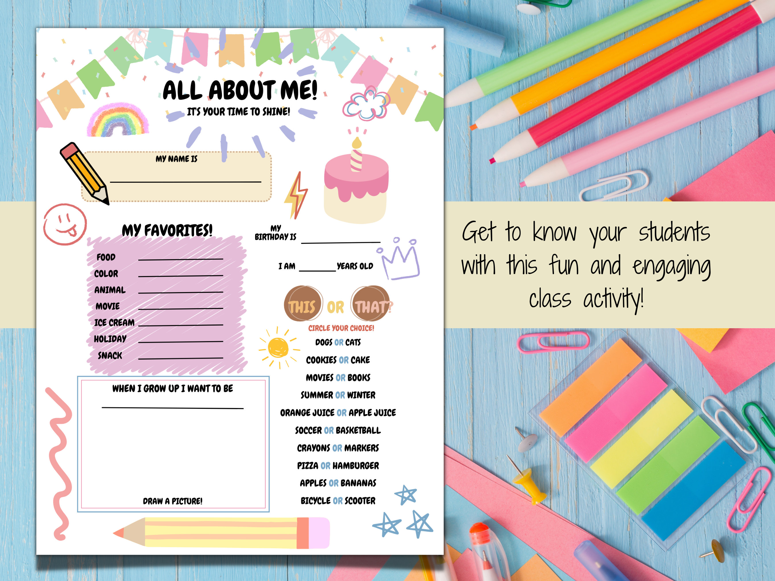 Editable Back to School, All About Me, Printable, Get to Know Me, My ...