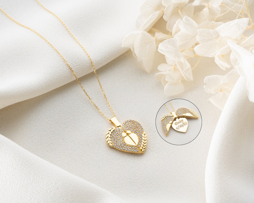 Matching Lovers Necklace With Hidden Names, Secret Message Heart ...