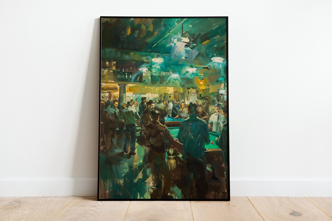 Poolhall Vintage Painting Billiards Oil Painting Classic Pool Player ...