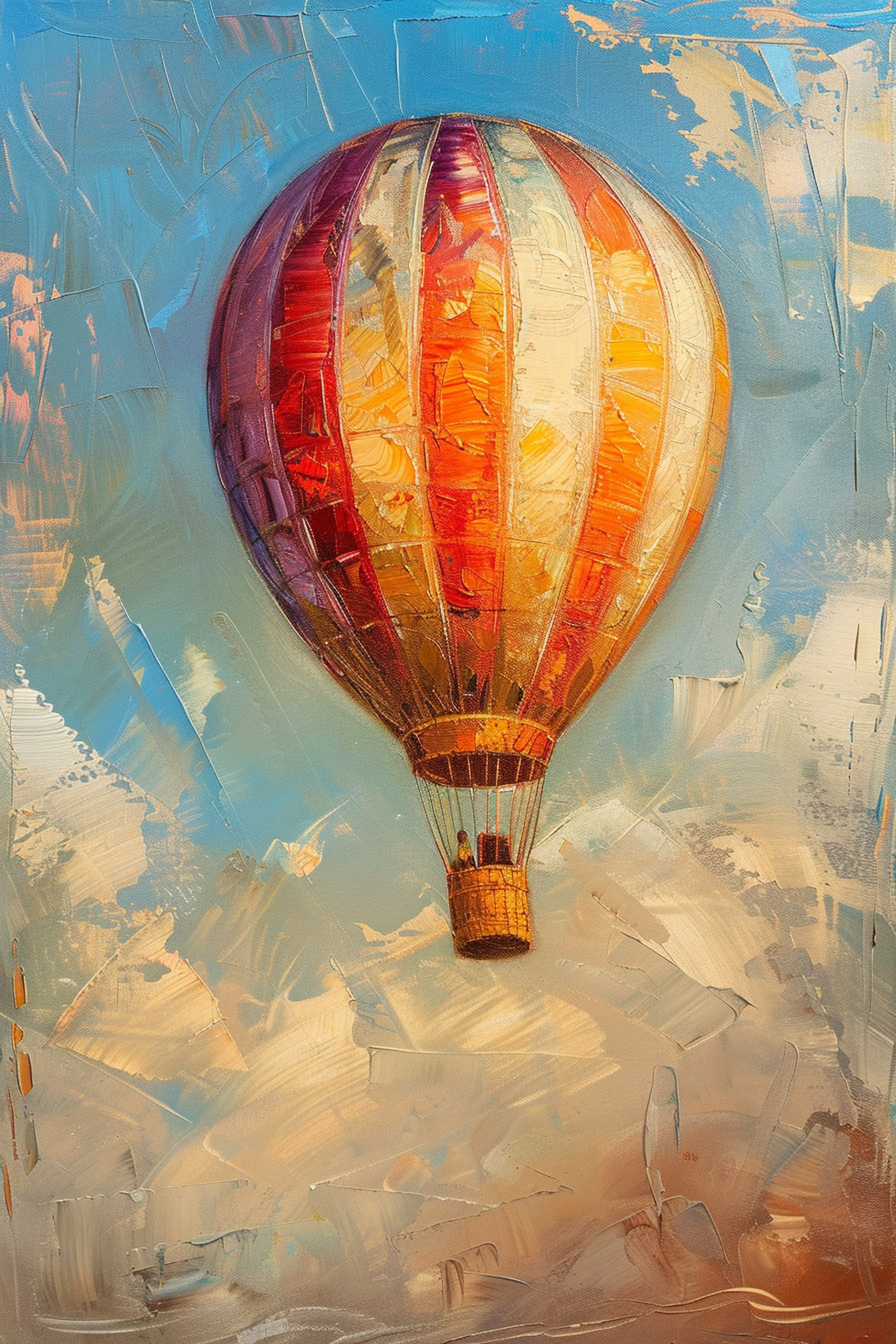 Hot Air Balloon Oil Painting Air Balloon Art Sky Painting Hot Air ...