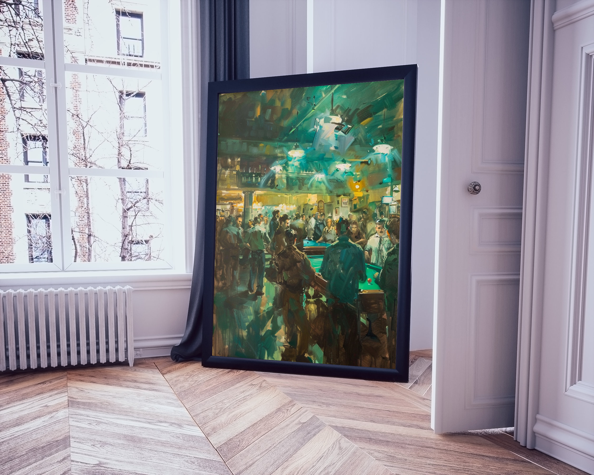 Poolhall Vintage Painting Billiards Oil Painting Classic Pool Player ...