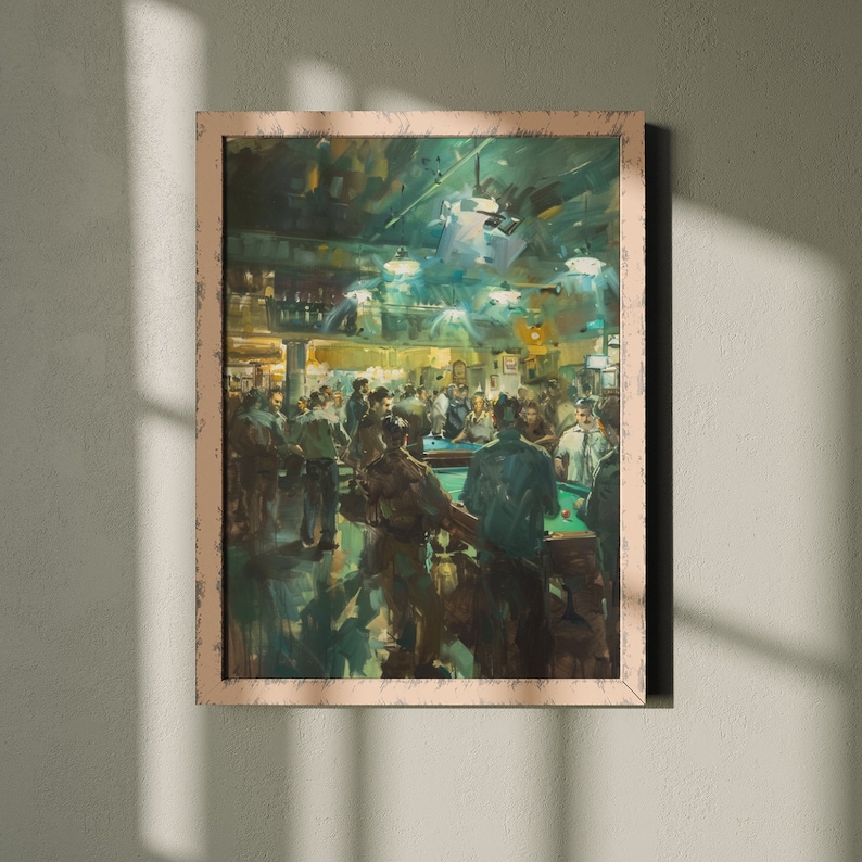 Poolhall Vintage Painting Billiards Oil Painting Classic Pool Player ...