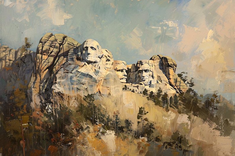 Mount Rushmore Oil Painting Presidential Monument Art National Park ...