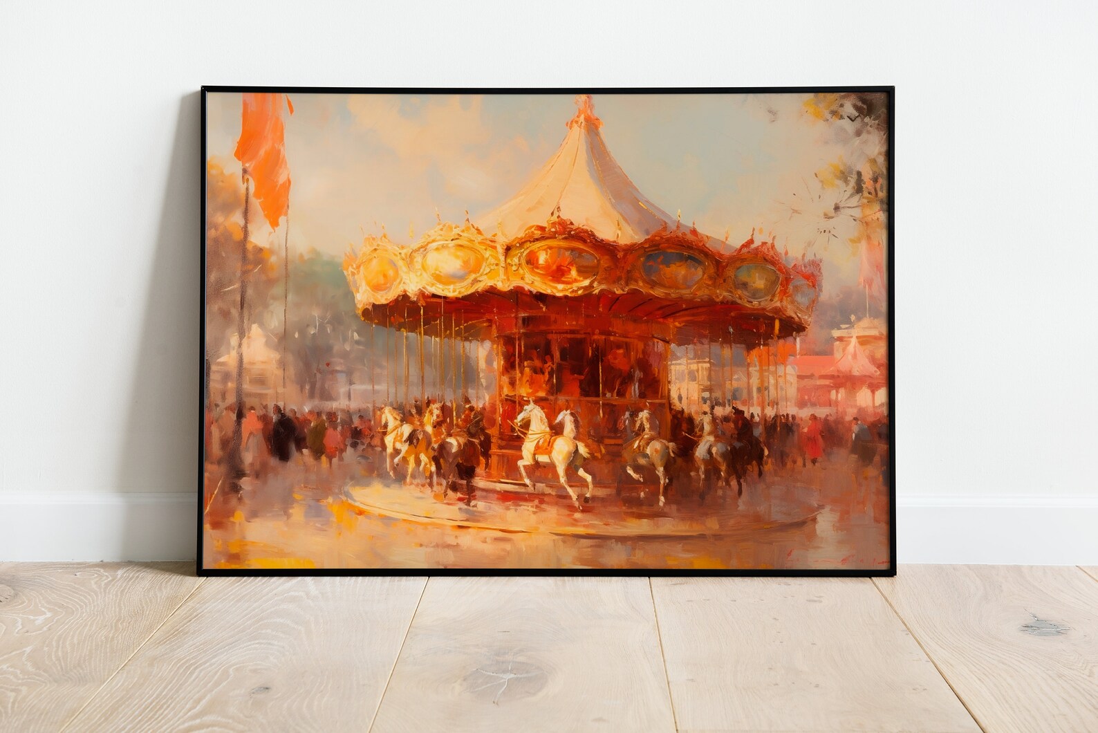 Vintage Carousel Oil Painting Vintage Oil Painting Antique Merry-go ...