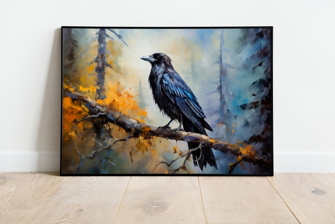 Raven Portrait Oil Painting Black Raven Painting Art Raven Painting ...