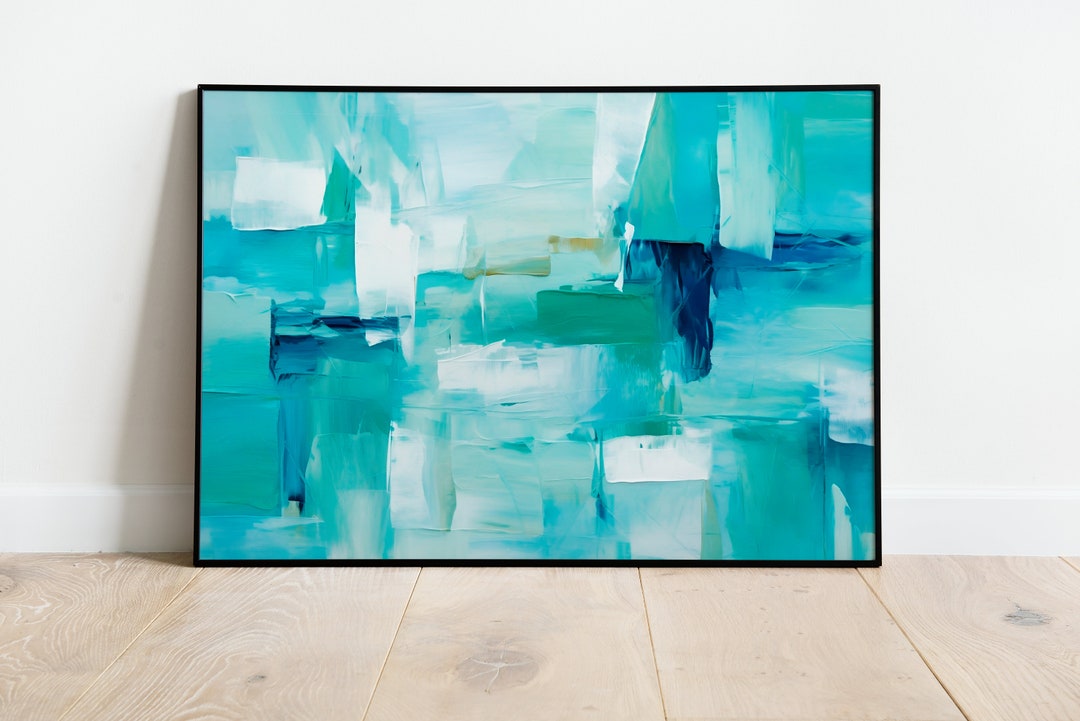 Turquoise Abstract Painting Vintage Abstract Painting Turquoise ...