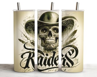 Sugar Skull Raiders Style 20oz Skinny Tumbler Wrap PNG, Dia De Los ...