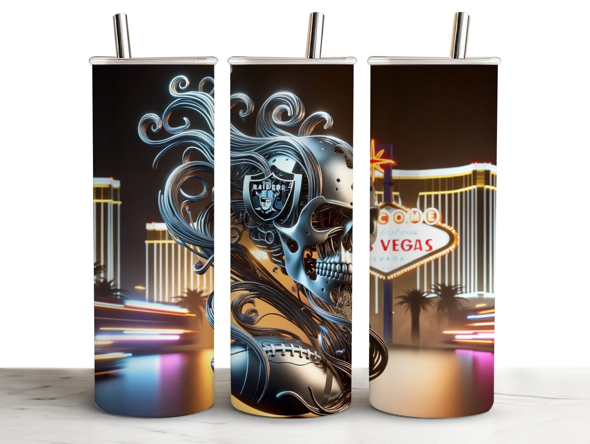 Sugar Skull Raiders Style 20oz Skinny Tumbler Wrap PNG, Dia De Los ...