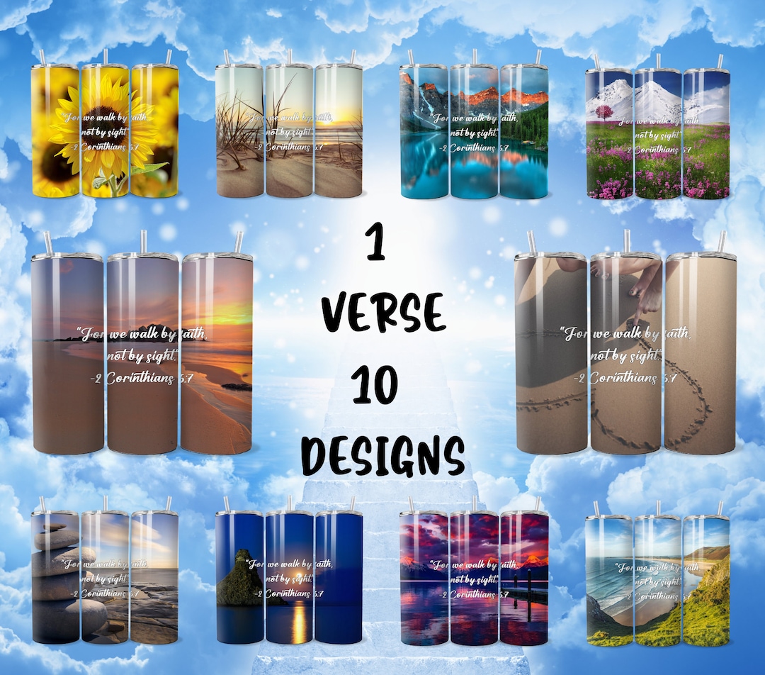 Bible Verse Bundle 20oz Skinny Tumbler Wrap, 10 Designs, 1 Verse ...