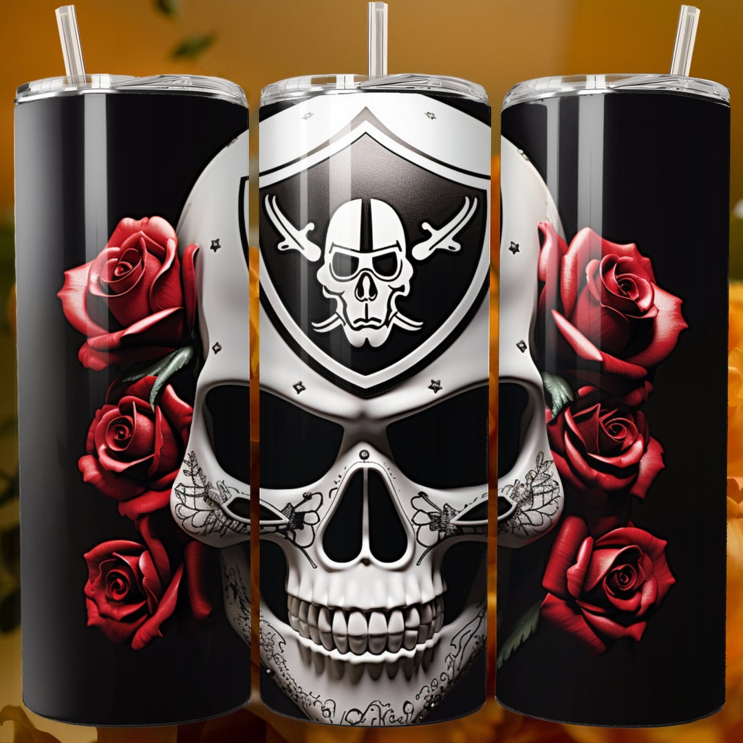 Sugar Skull Raiders Style 20oz Skinny Tumbler Wrap PNG, Dia De Los ...