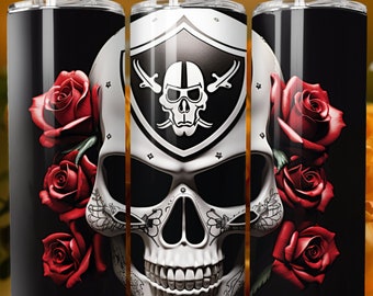 Sugar Skull Raiders Style 20oz Skinny Tumbler Wrap PNG, Dia De Los ...