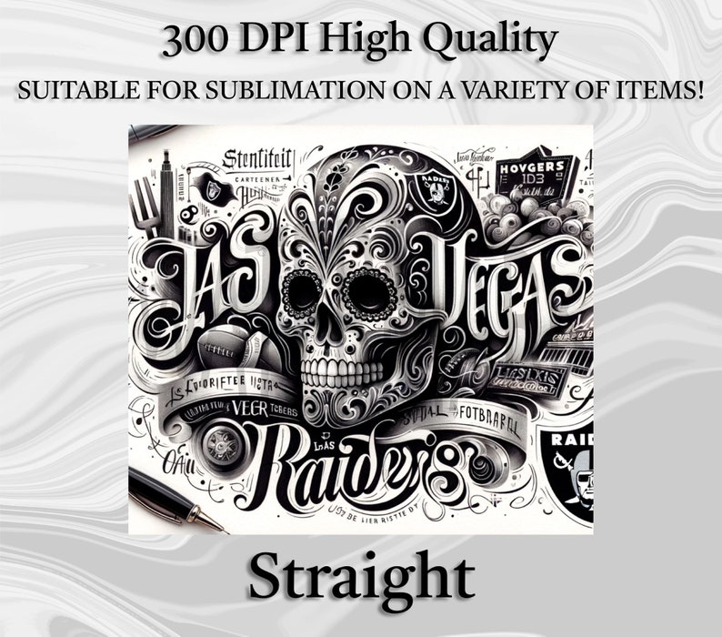 Sugar Skull Raiders Style 20oz Skinny Tumbler Wrap PNG, Dia De Los ...