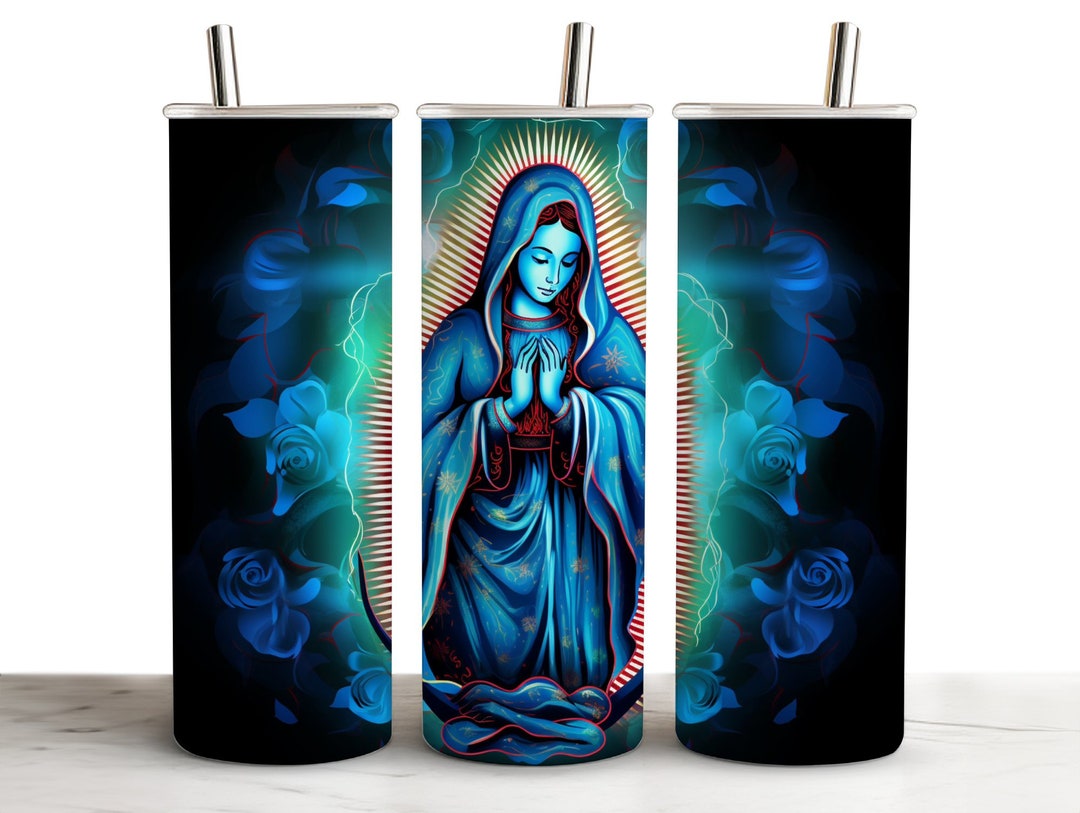Virgin Mary 20oz Skinny Tumbler Wrap PNG Catholic Virgin Mary De ...