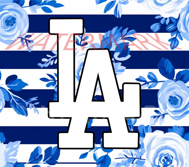 Los Angeles LA Floral 20oz Skinny Tumbler Wrap, Dodger Colors, PNG ...