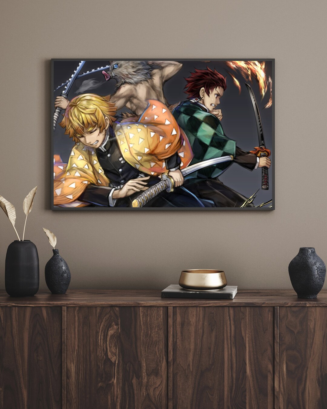 Tanjiro Zenitsu Inosuke Demon Slayer Anime Wall Art Anime Room Decor ...