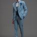 Men Suits Dusty Blue 3 Piece Slim Fit Formal Fashion Wedding Suit Party ...