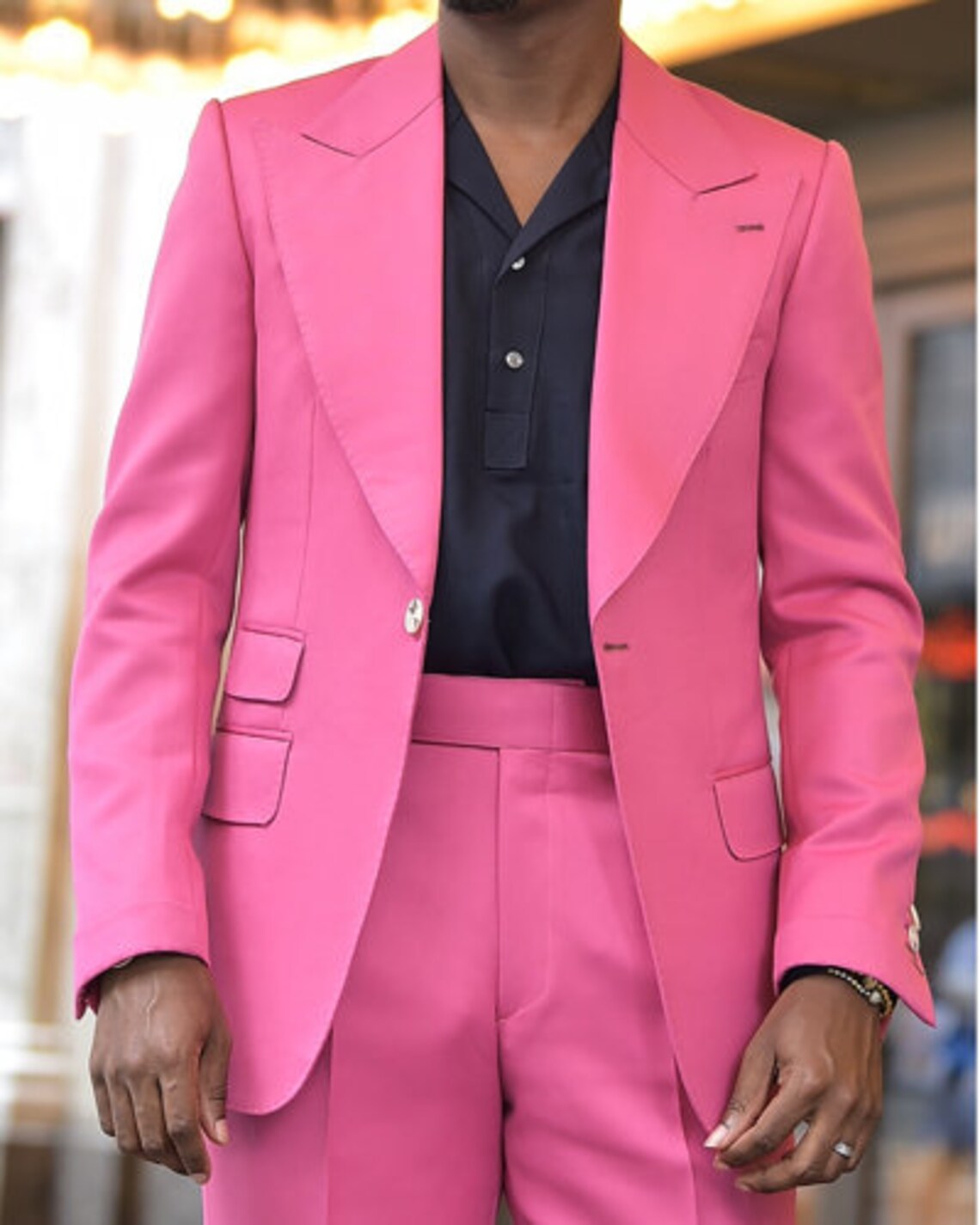 Men Dusky Rose Slim Fit Formal Fashion Wedding Suit Party Wear Dinner ...