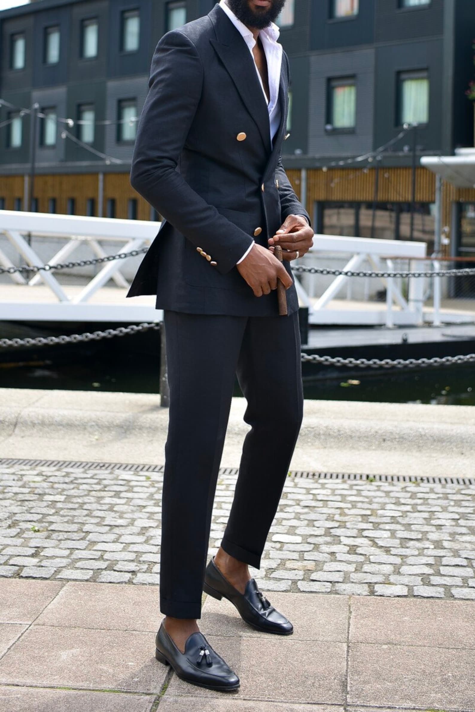 Men Black Double Breasted Suit, Custom Made Designer Wedding Suit ...
