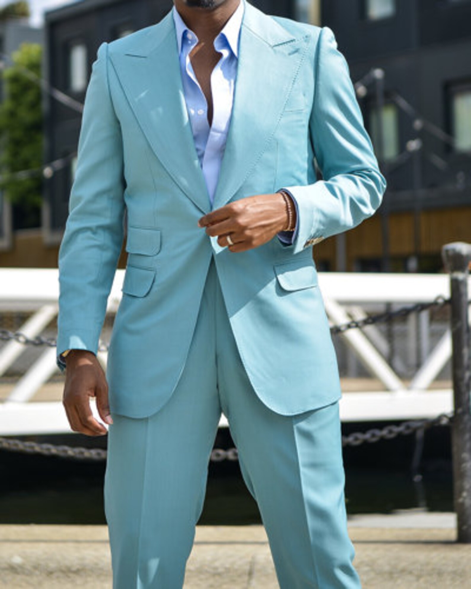 Men's Sea Green 3 Piece Slim Fit Groom Reception Suit, Jacket for Men ...
