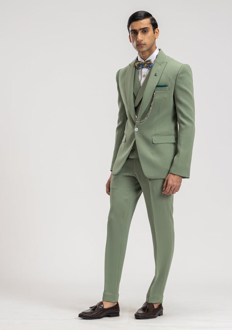 Pistachio Green Suits for Men, Men Suits 3 Piece, Slim Fit Suits, One ...