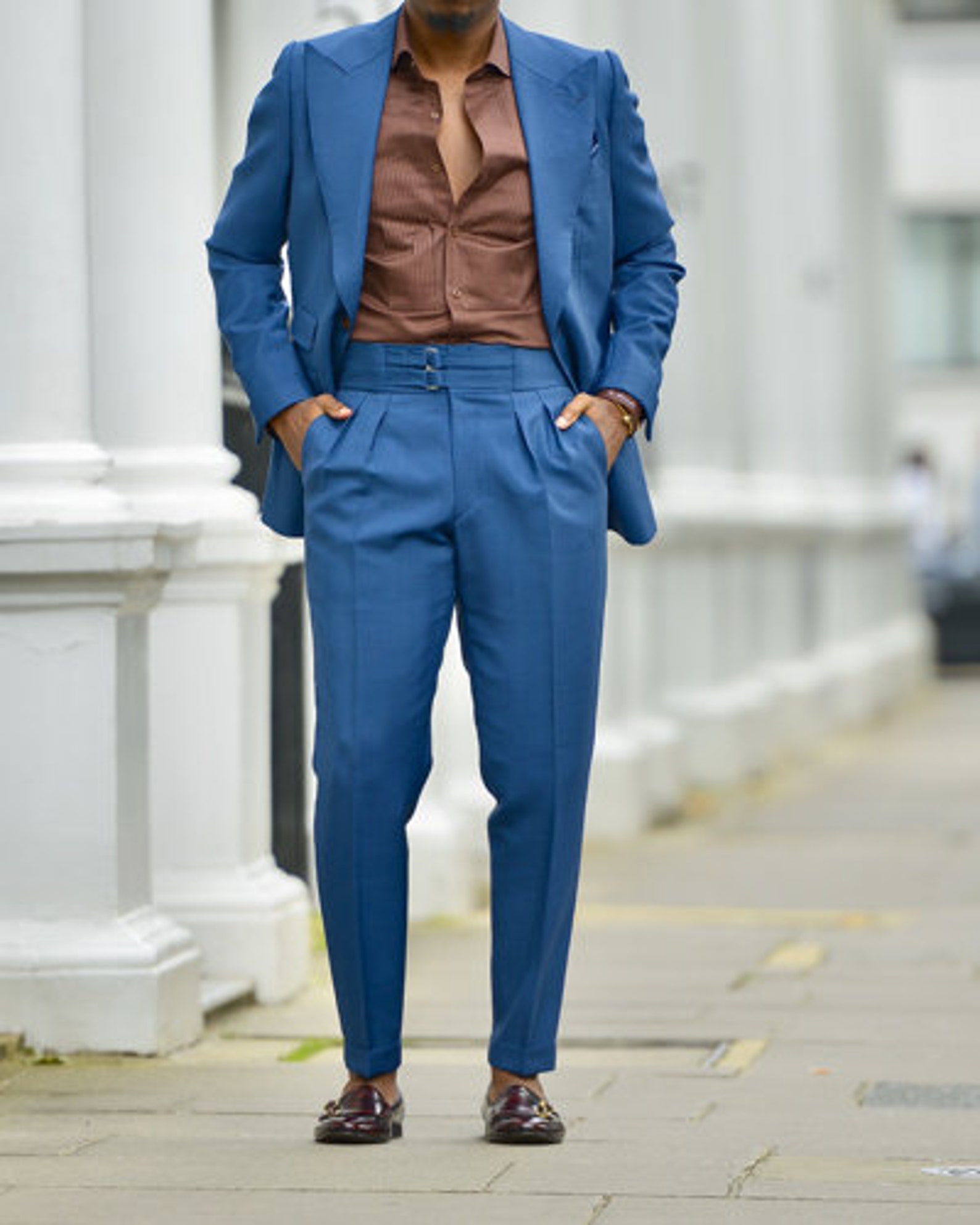 Men Suits 2 Piece Designer Blue Wedding Suits Party Suits Elegant Suits ...