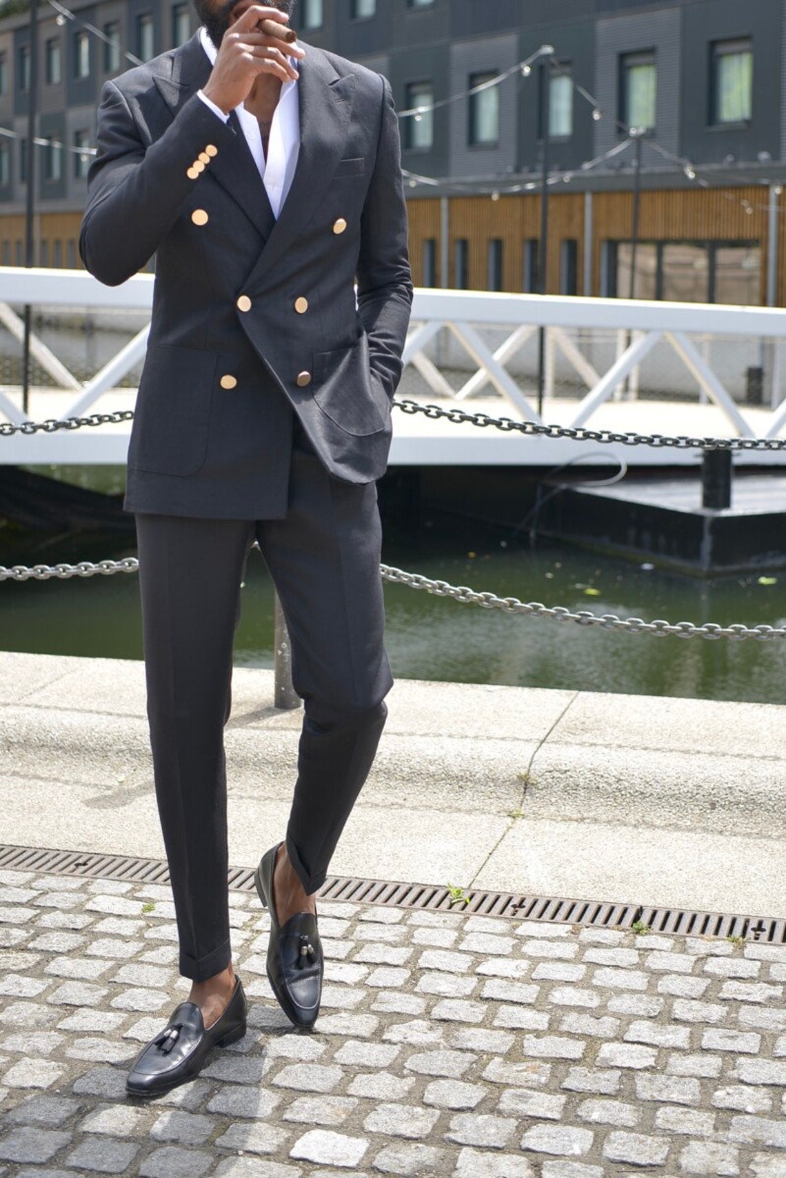 Men Black Double Breasted Suit, Custom Made Designer Wedding Suit ...