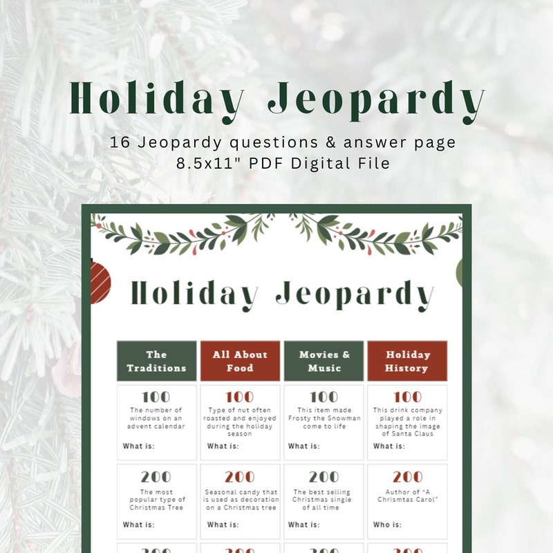 Jeopardy Christmas Game - Etsy