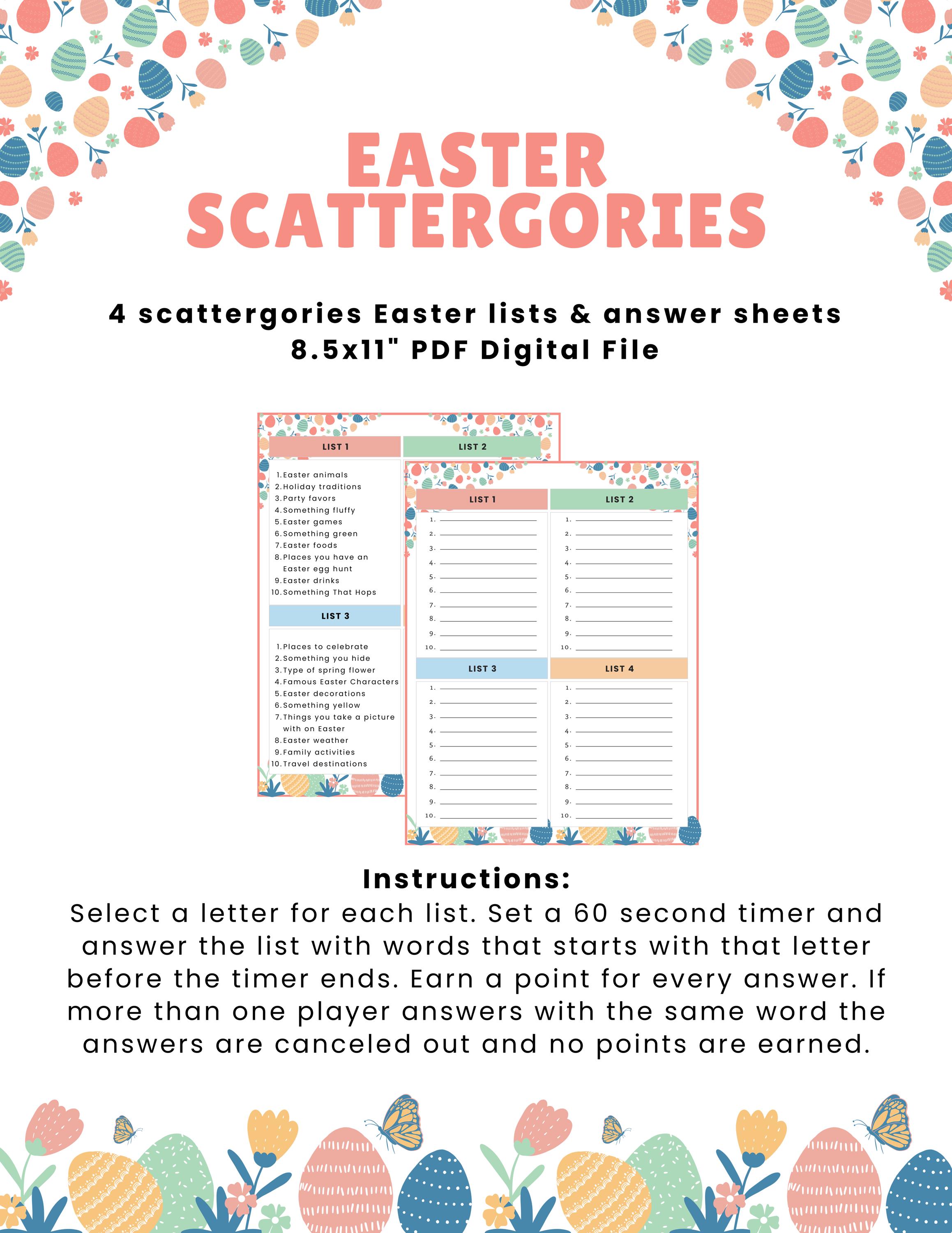 Easter Scattergories Game - Etsy UK