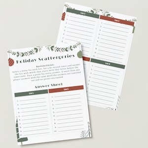 Holiday Scattergories Game - Etsy
