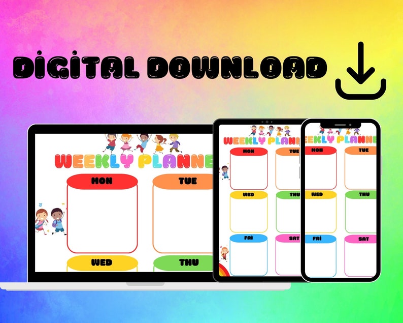 Kids Weekly Planner Printable, Weekly Activity Planner, Rainbow Daily ...