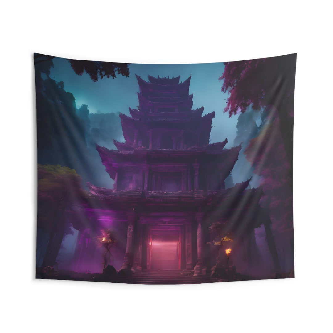 Cyberpunk Temple Tapestry - Etsy