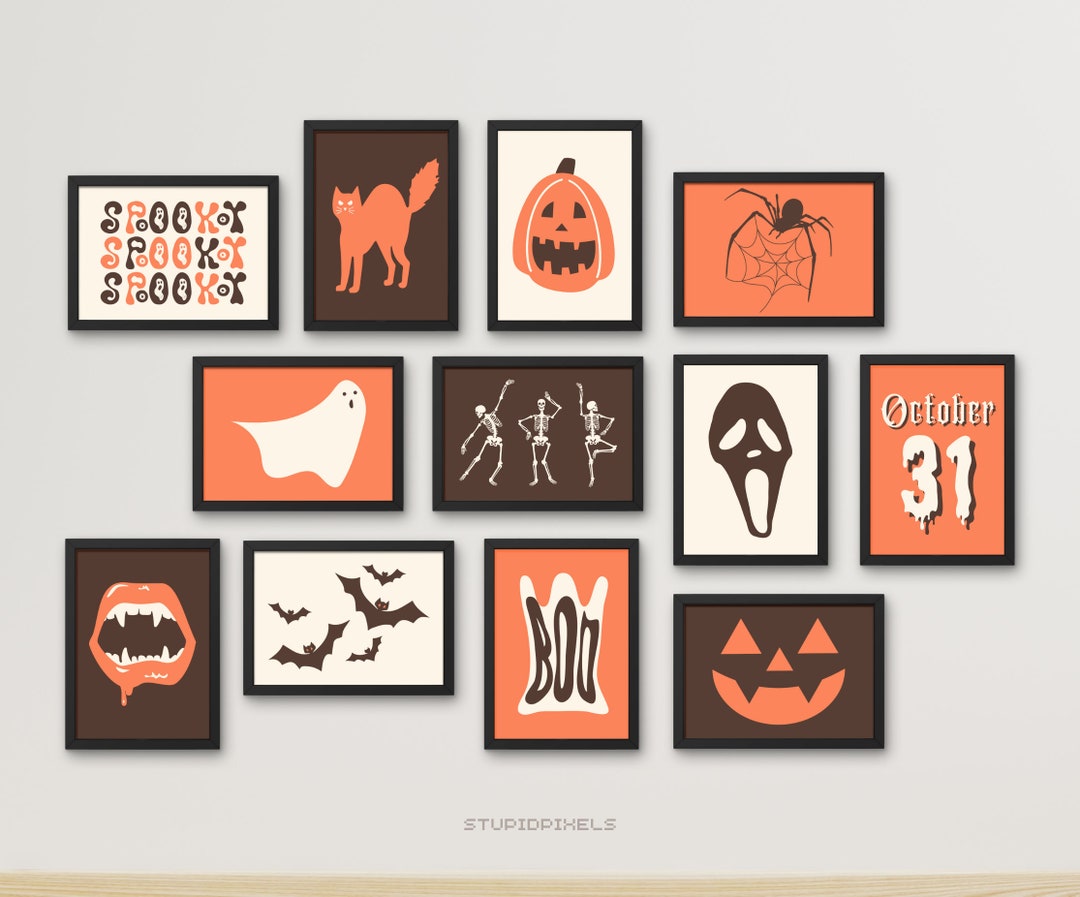 Halloween Spooky Art Print Bundle Set Gallery Wall Home Decor (digital ...