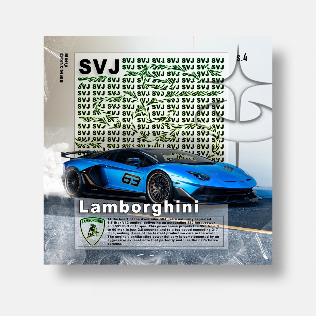 Lamborghini AVENTADOR SVJ Poster – High-speed Art, Lamborghini, Svj ...