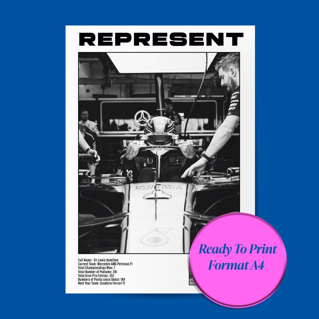 Lewis Hamilton "represent" Poster - Unique Racing Art Print, Lewis ...