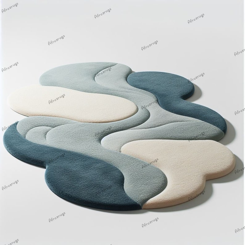 Amoeba Irregular Shape Rug Hand Tufted Rug Woolen Rug 3x5 4x6 5x8 6x9 ...
