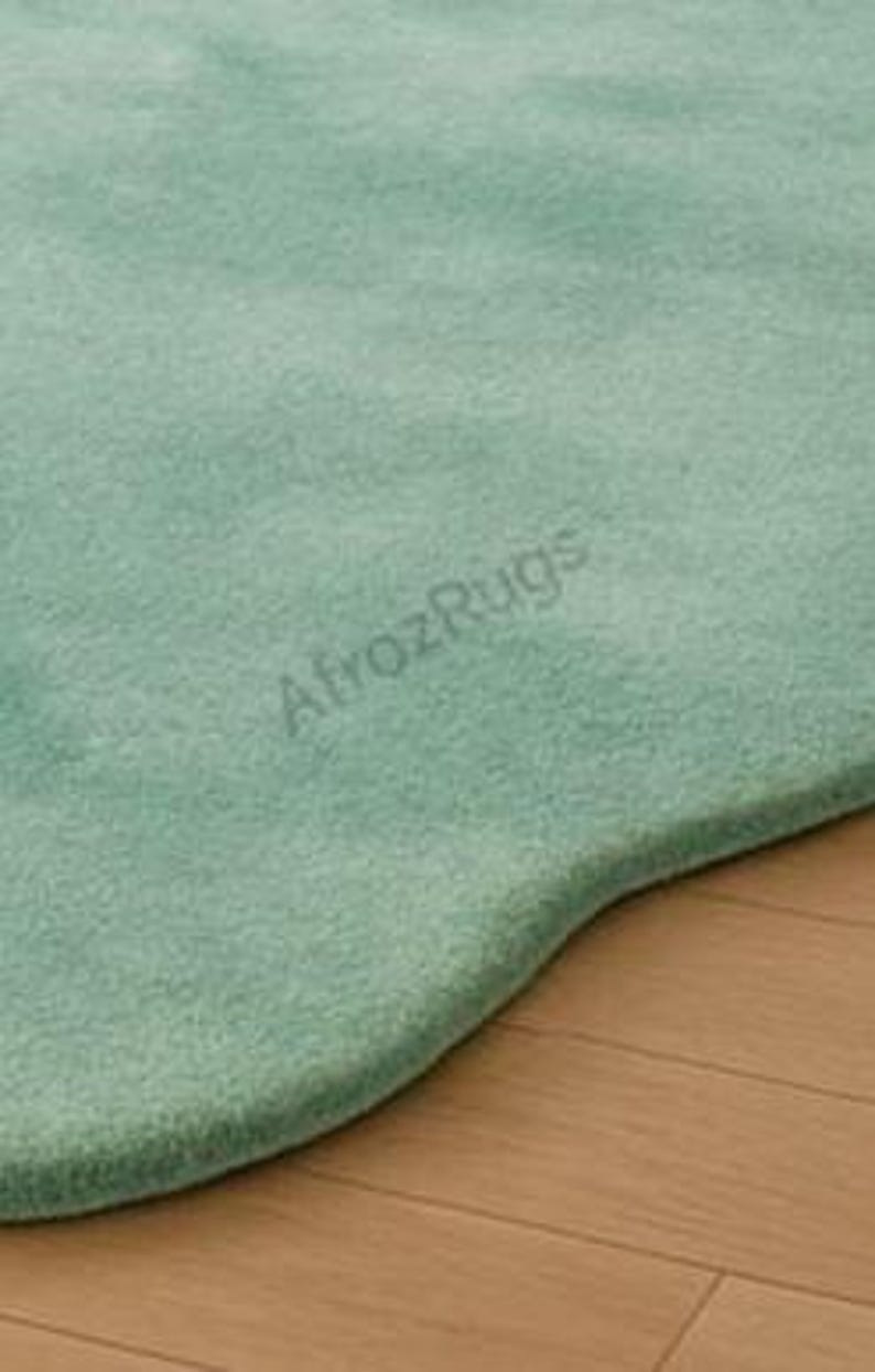 Mint Green Irregular Shape Rug – Modern Organic Puddle Area Carpet for ...