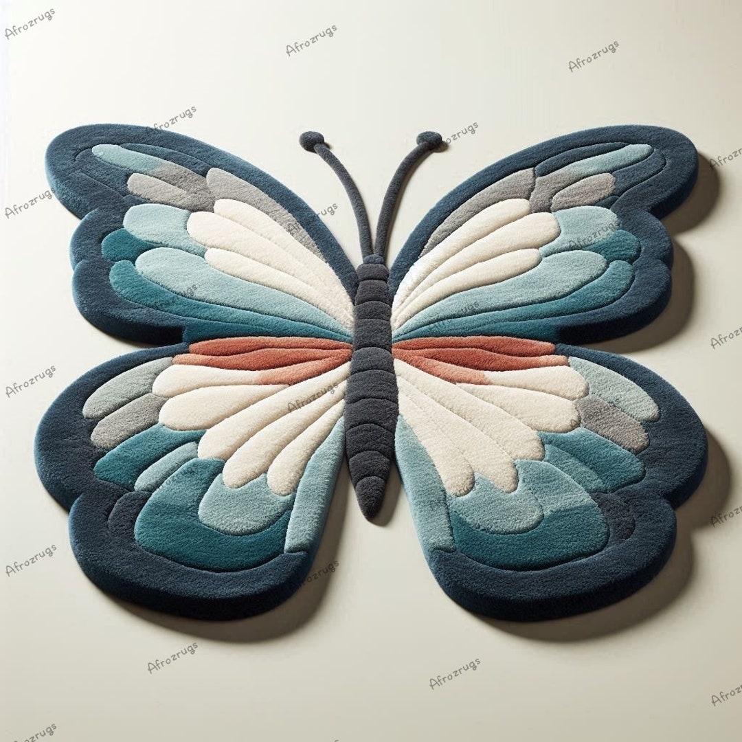 Butterfly Hand-tufted Rug, Rug for Bedroom, Rug for Living Room, Dining ...