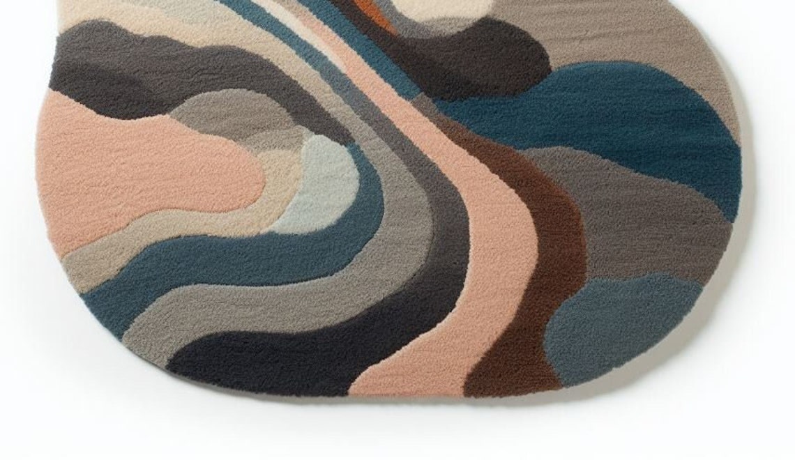 Irregular Shape Tufted Rug Multicolored Stripes, Hand-tufted 100%wool ...