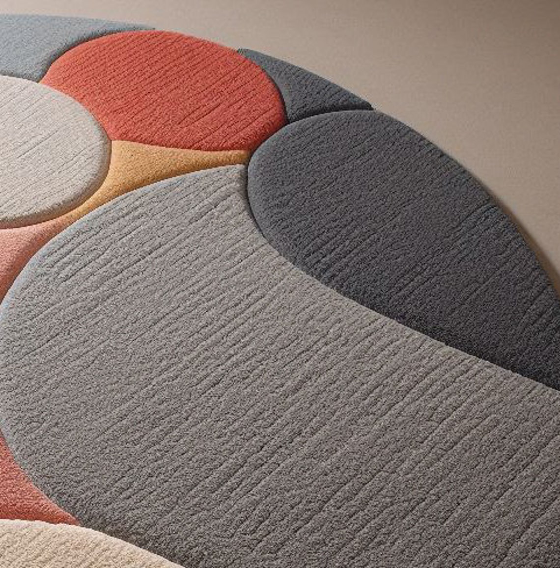 Round Shape Hand Tufted Rug 100% Woollen Designer Rug for Living Room ...