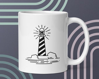 Personalised Lighthouse Mug, Coffee Mug, Mug for Tea, 11oz Ceramic Mug ...