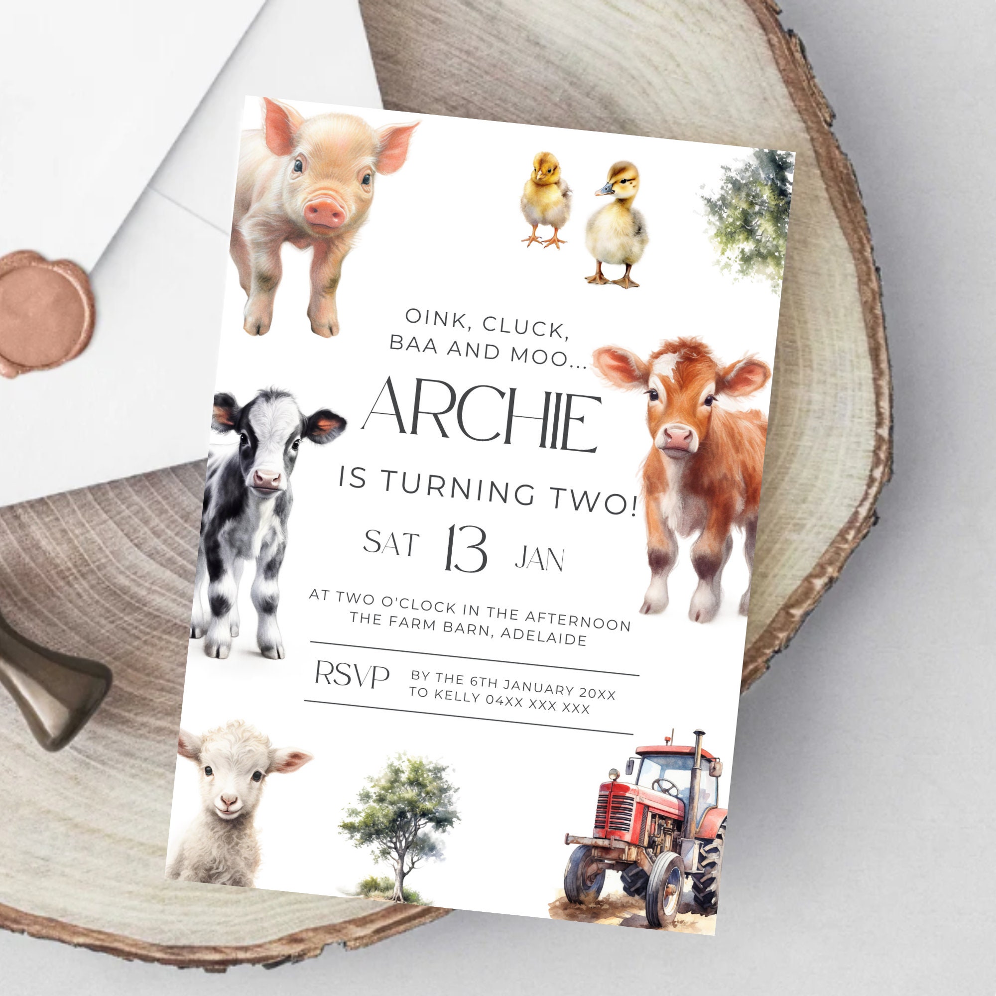Editable Farm Theme Party Invitation Instant Download - Etsy