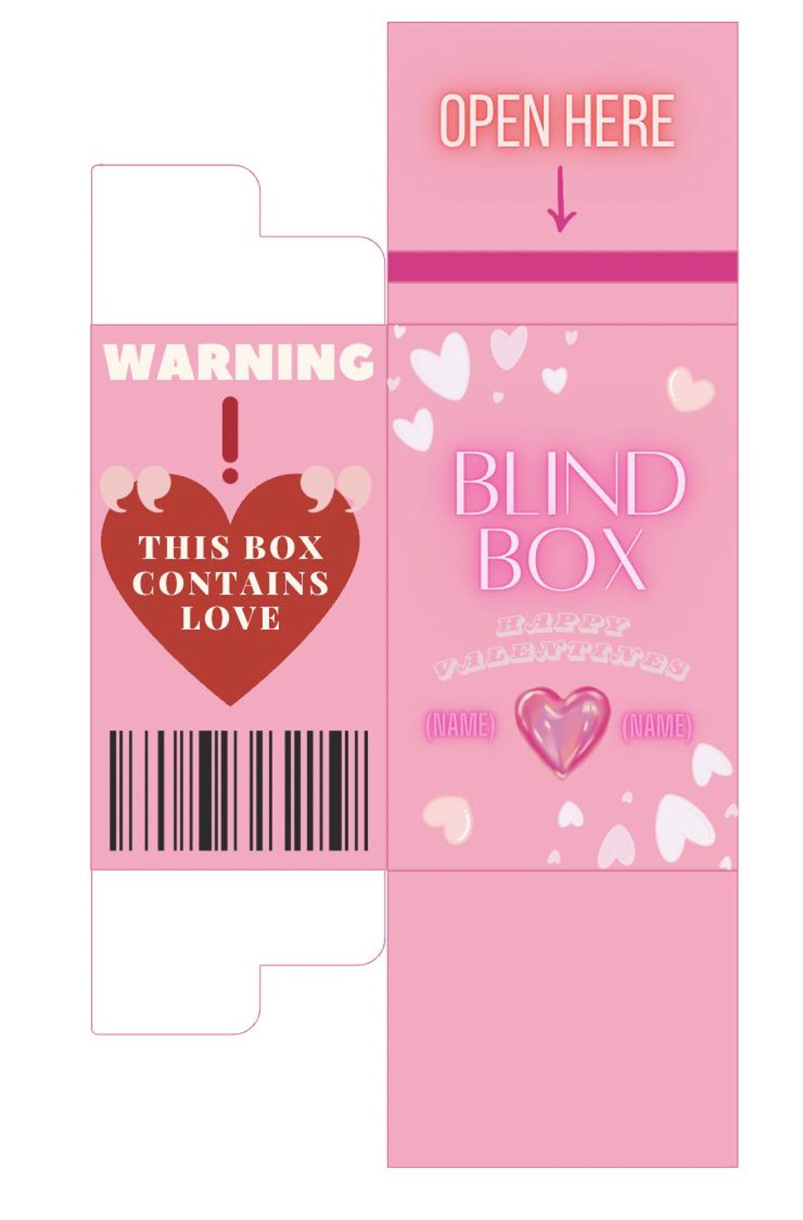 Valentine's Day Pink Blind Box Template - Etsy